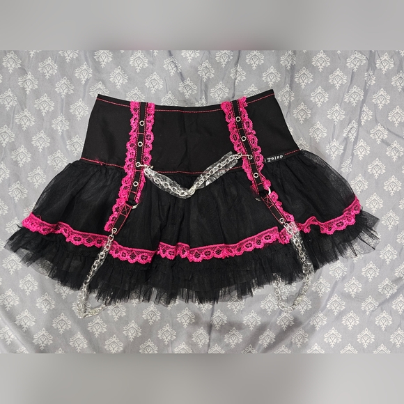 Tripp nyc | Skirts | Dolls Kill Tripp Nyc Black Pink Lace Chiffon Tutu Mini Skirt S Nwt | Poshmark